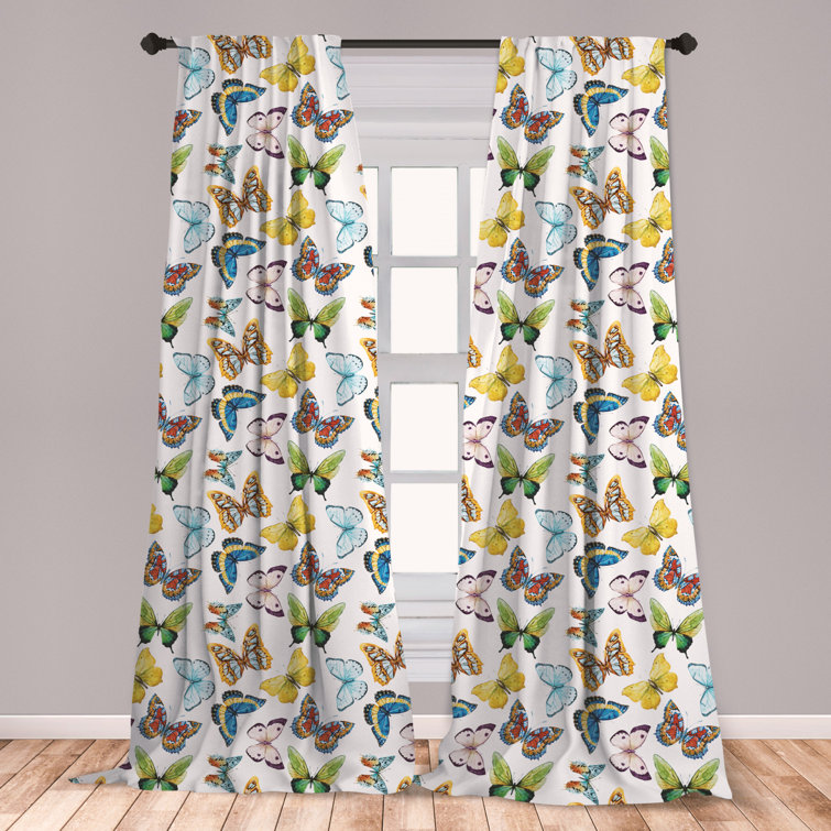 East Urban Home Butterfly Geometric Room Darkening Rod Pocket Curtain